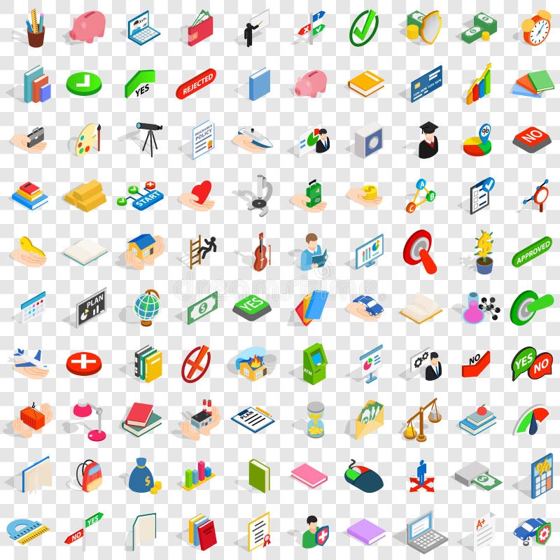 100 Right Icons Set, Isometric 3d Style Stock Vector - Illustration of ...