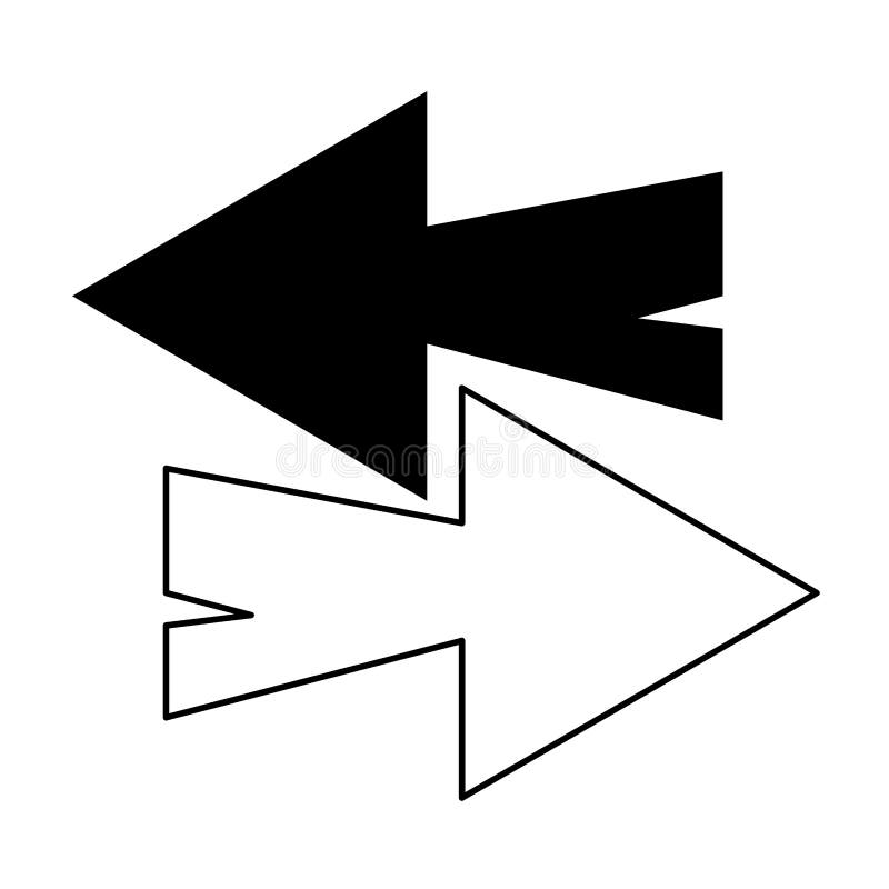 Right and Left Arrows Symbol Isolated in Black and White Stock Vector ...
