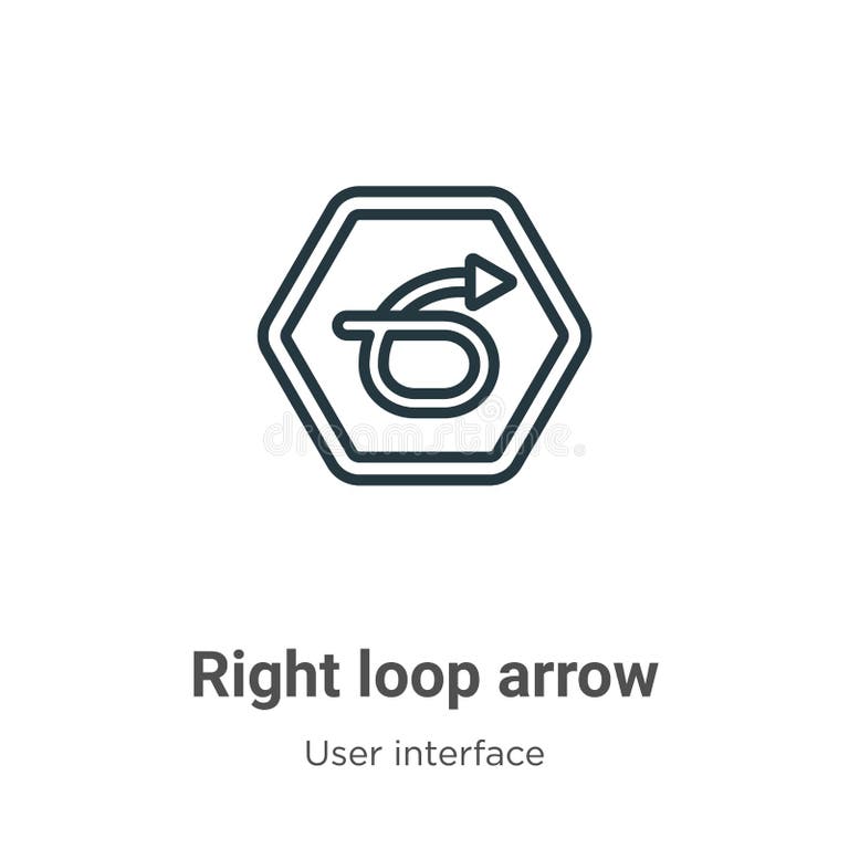 Right Loop Arrow Outline Vector Icon. Thin Line Black Right Loop Arrow ...