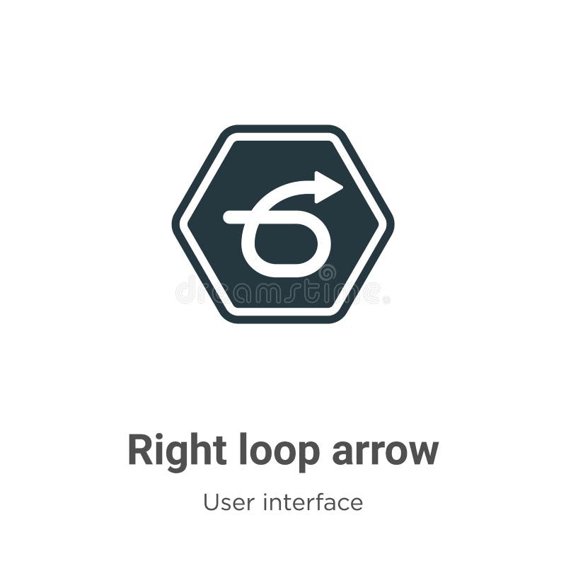Loop Right Arrow Outline Vector Icon on White Background. Flat Vector ...