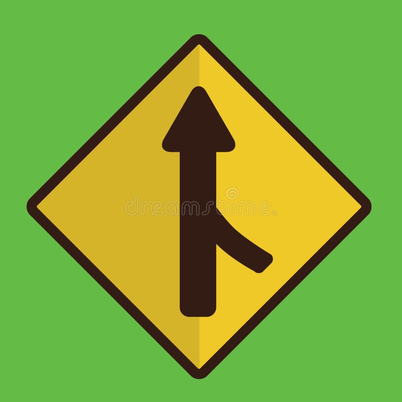 Road Merge from Right Sign. Vector Illustration Decorative Design Stock ...