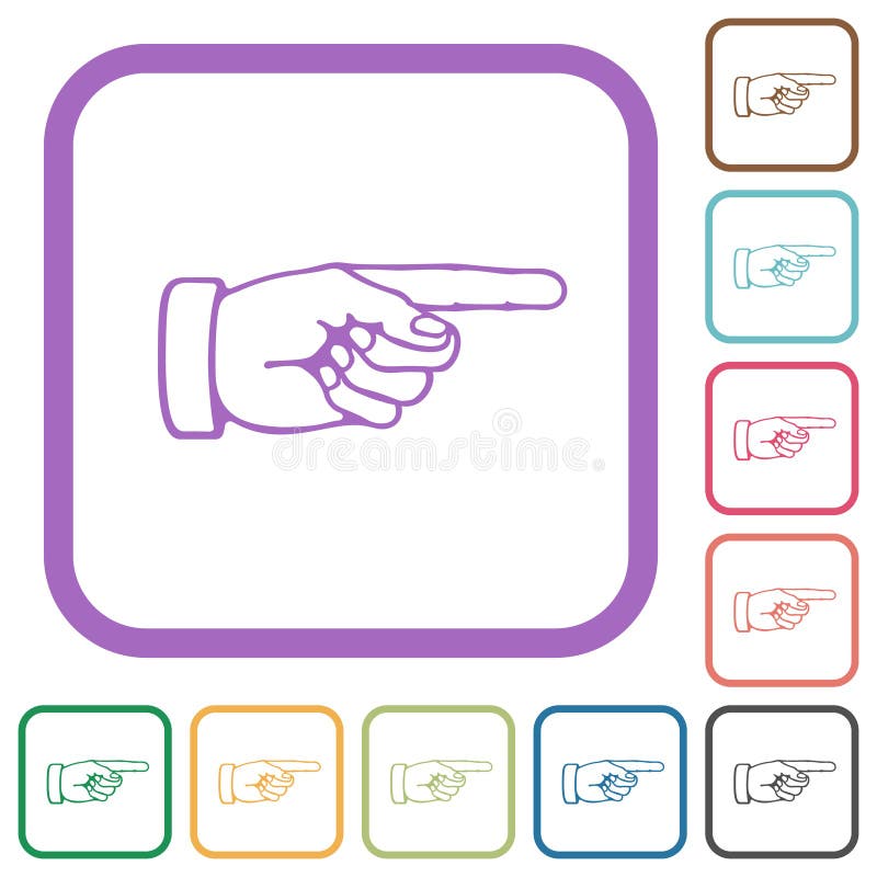 Right Pointing Hand Outline Drawing Flat Color Icons in Round Outlines ...