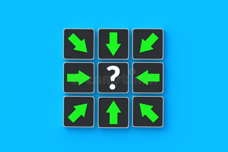 Right Questions. Question Mark and Arrows on Buttons Stock Illustration ...