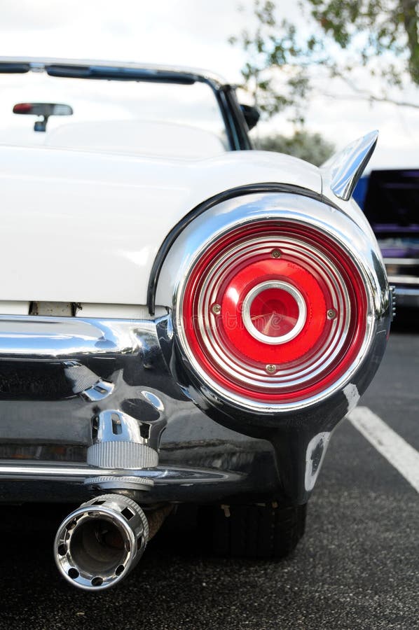 Right Rear View of White Sports Car Stock Photo - Image of outside ...