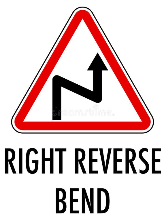 Right Reverse Bend Sign Isolated on White Background Stock Vector ...