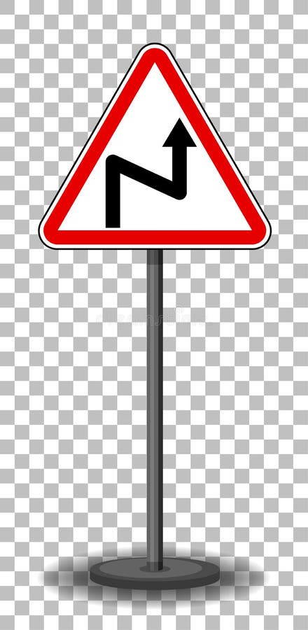 Right Reverse Bend Sign with Stand Isolated on Transparent Background ...