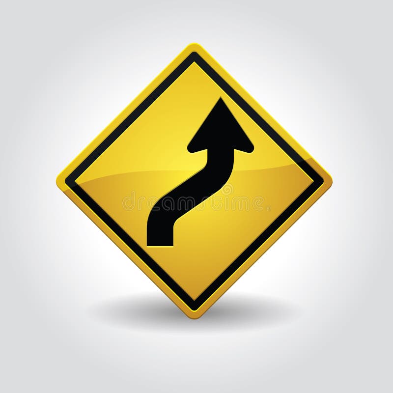 Right Reverse Curve Sign. Vector Illustration Decorative Design Stock ...
