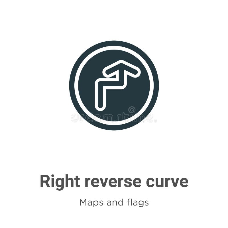 Right Reverse Curve Vector Icon on White Background. Flat Vector Right ...