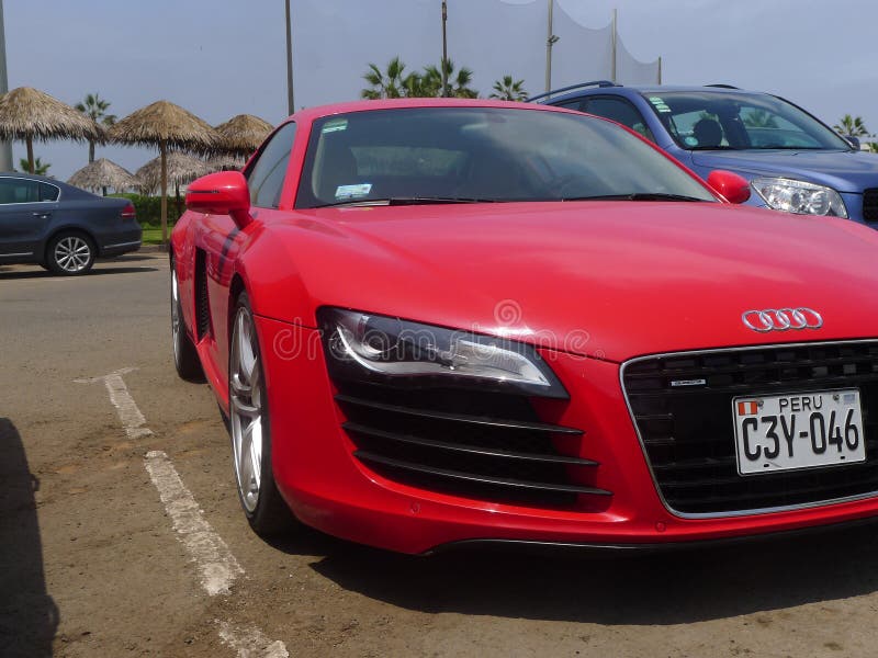 Right Side Front View Red Audi R8 V8 FSi Coupe, Lima Editorial Image ...