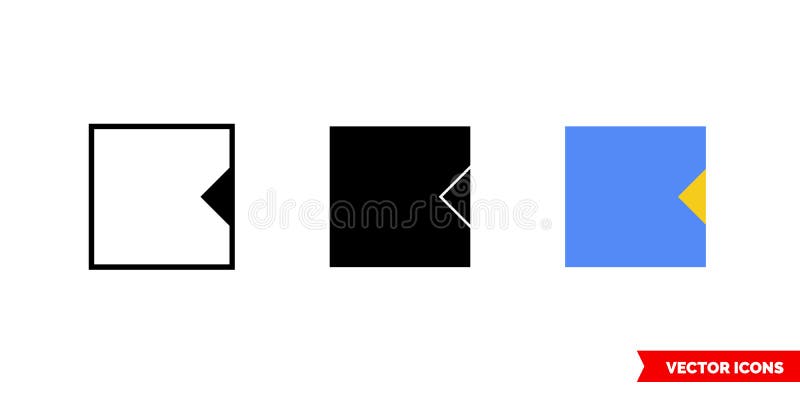 Right Side Icon of 3 Types Color, Black and White, Outline. Isolated ...