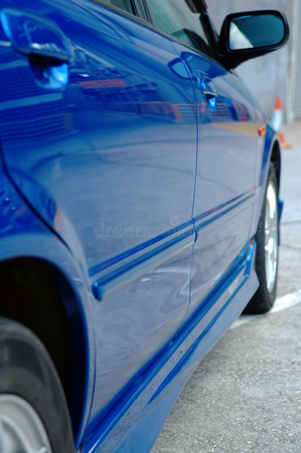 Right Side Mirror of Shiny Blue Car Stock Photo - Image of design ...