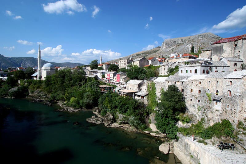 Right Side of the Mostar River Stock Image - Image of historical ...