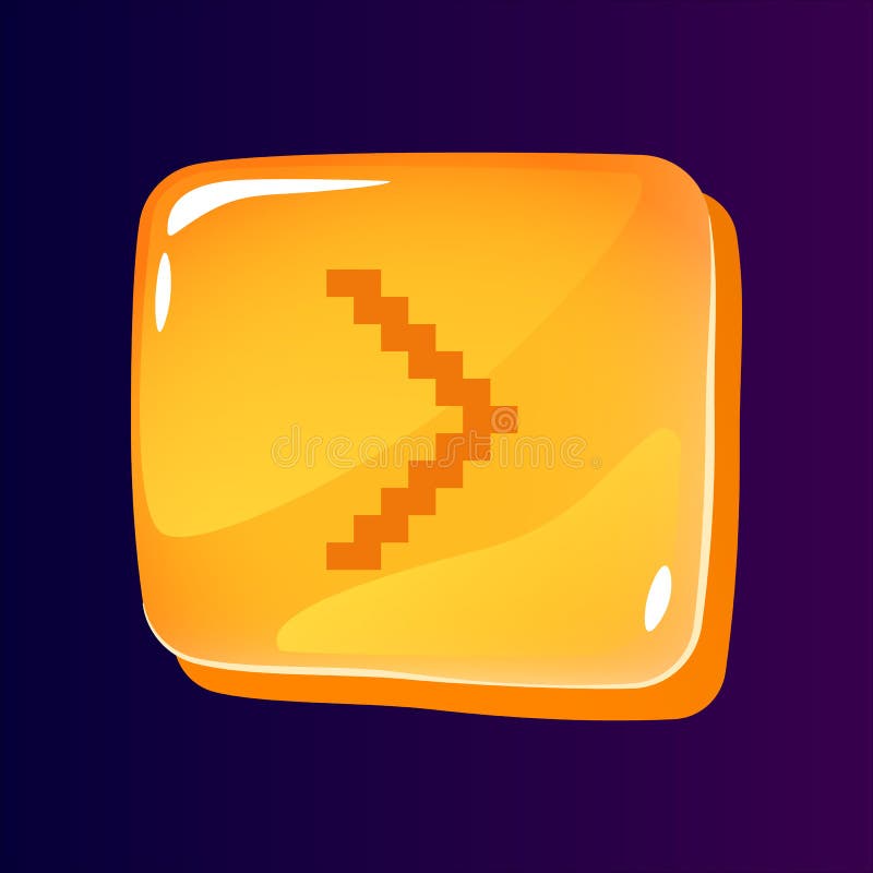 Right Side Pointer Glossy Ui Button with Pixelated Icon Stock Vector ...