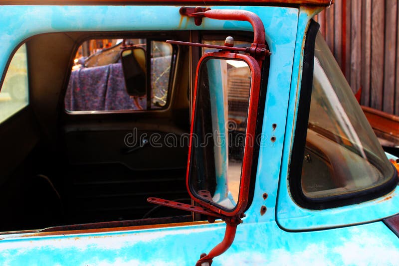 Right Side Rear View Mirror of the Old Car Stock Image - Image of ...