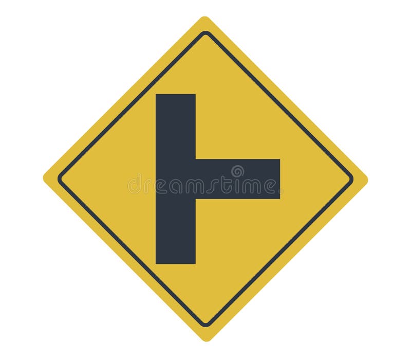 Right Side Road Intersection Sign. Flat Design Stock Vector ...