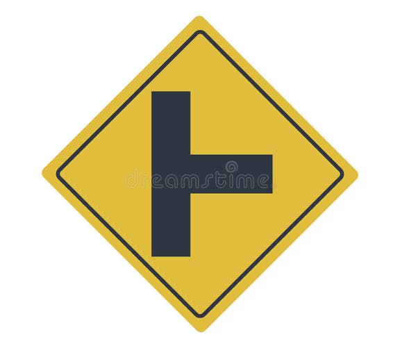 Right Side Road Intersection Sign. Flat Design Stock Vector ...