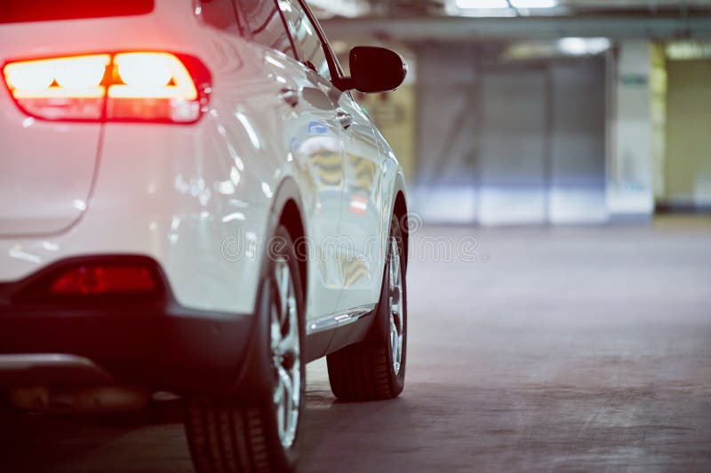Right Side of White Car with Tail and Stop Light Stock Photo - Image of ...