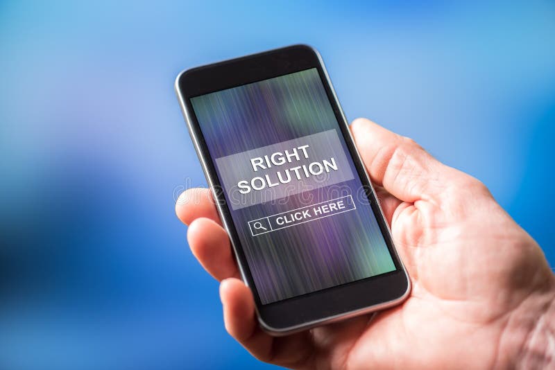Right Solution Concept on a Smartphone Stock Image - Image of problem ...