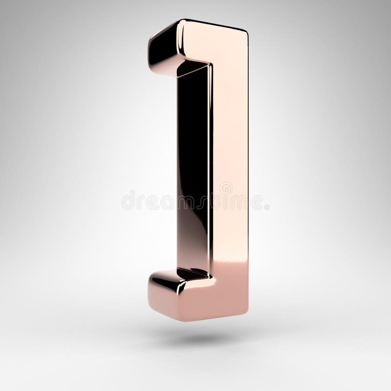 Right Square Bracket Symbol on White Background. Rose Gold 3D Sign with ...