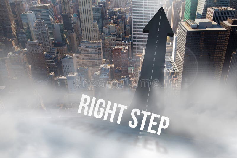 Right Step Against Road Turning into Arrow Stock Illustration ...