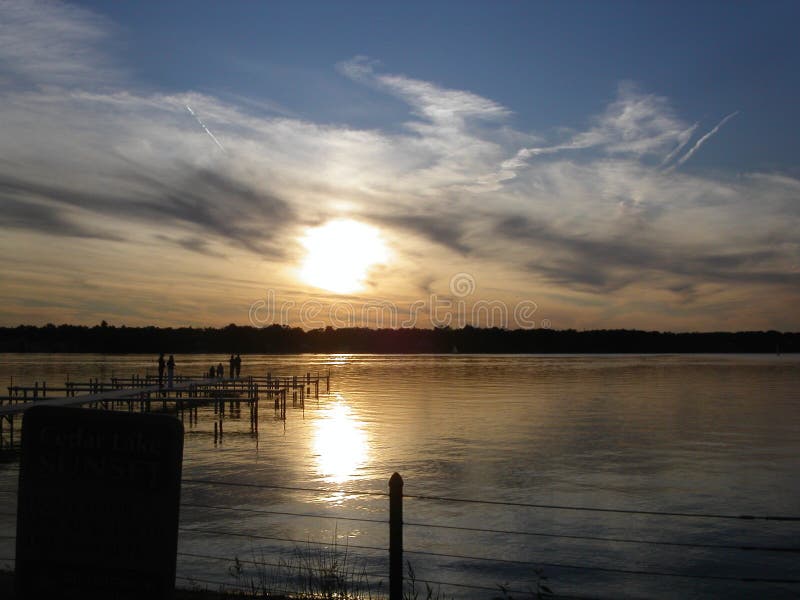 Right before Sunset at Cedar Lake Indiana Stock Image - Image of blue ...
