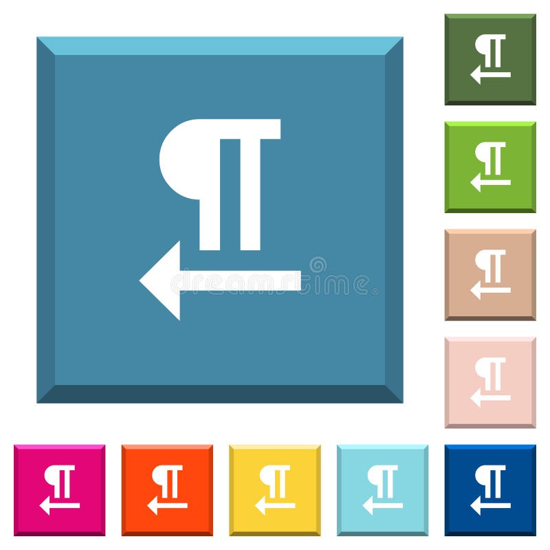 Right To Left Text Direction White Icons on Edged Square Buttons Stock ...