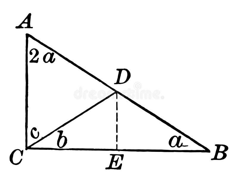Right Triangle Showing Pythagorean Theorem Vintage Illustration Stock ...