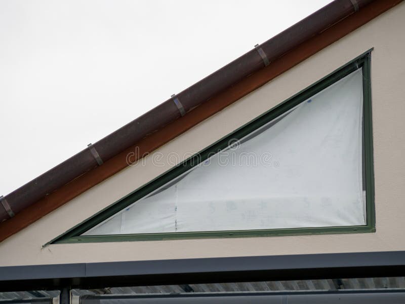 Right Triangle Window on Gray Wall Stock Image - Image of design ...