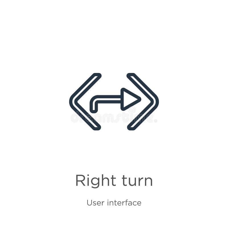 Right Turn Icon. Thin Linear Right Turn Outline Icon Isolated on White ...