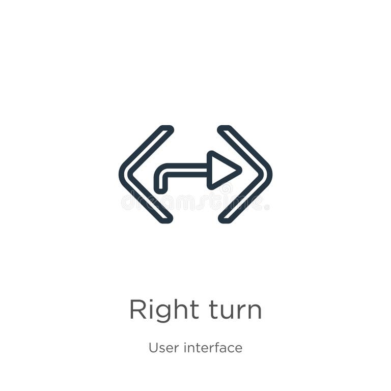 Right Turn Icon. Thin Linear Right Turn Outline Icon Isolated on White ...