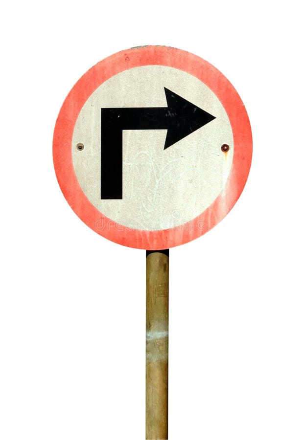 Road Sign Right Turn One Way Stock Image - Image of grass, direction ...
