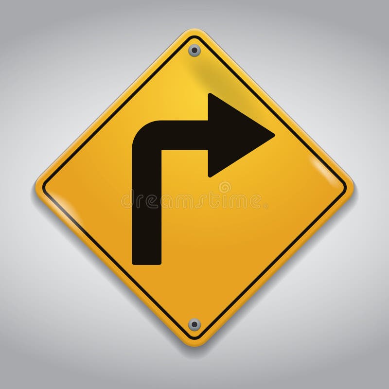 Right Turn Road Sign. Vector Illustration Decorative Design Stock ...
