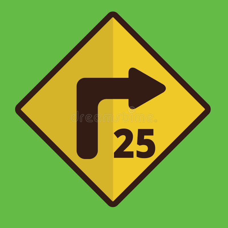 Right Turn Road Sign. Vector Illustration Decorative Design Stock ...