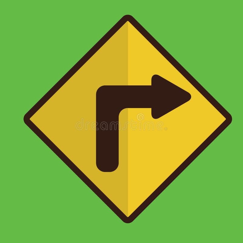 Right Turn Road Sign. Vector Illustration Decorative Design Stock ...