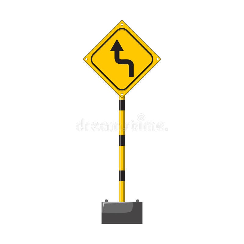 Double Sharp Bend Warning with First Turn To the Left Stock Vector ...