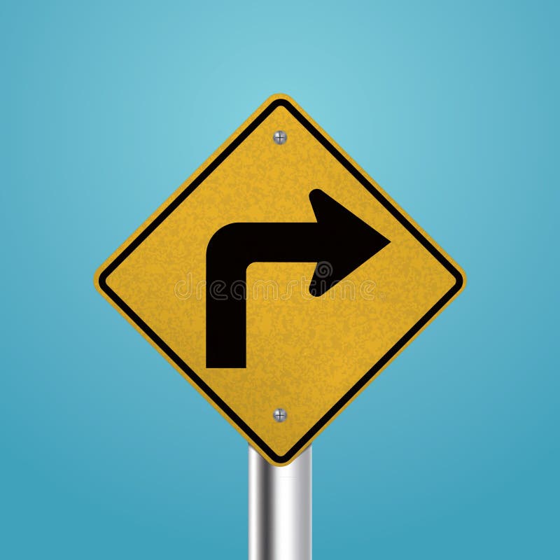 Right Turn Signboard. Vector Illustration Decorative Design Stock ...
