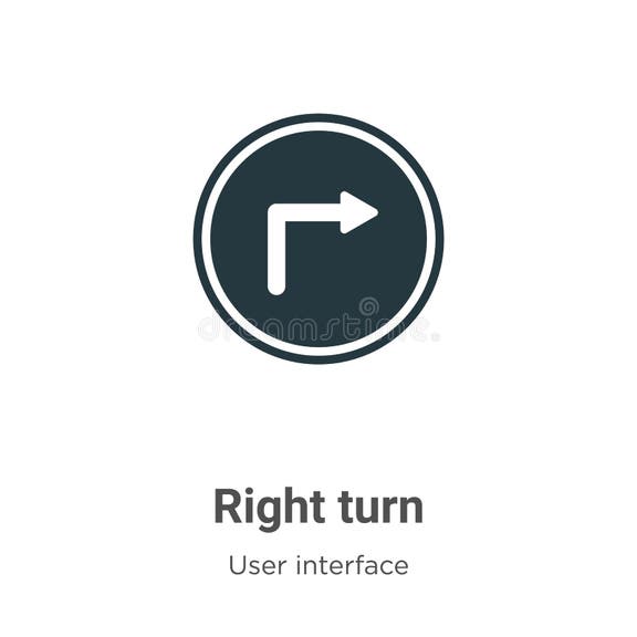 Right Turn Vector Icon on White Background. Flat Vector Right Turn Icon ...