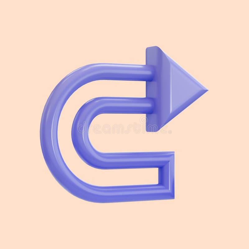 Right Turning Arrow Icon 3d Render Concept for Direction Way and ...