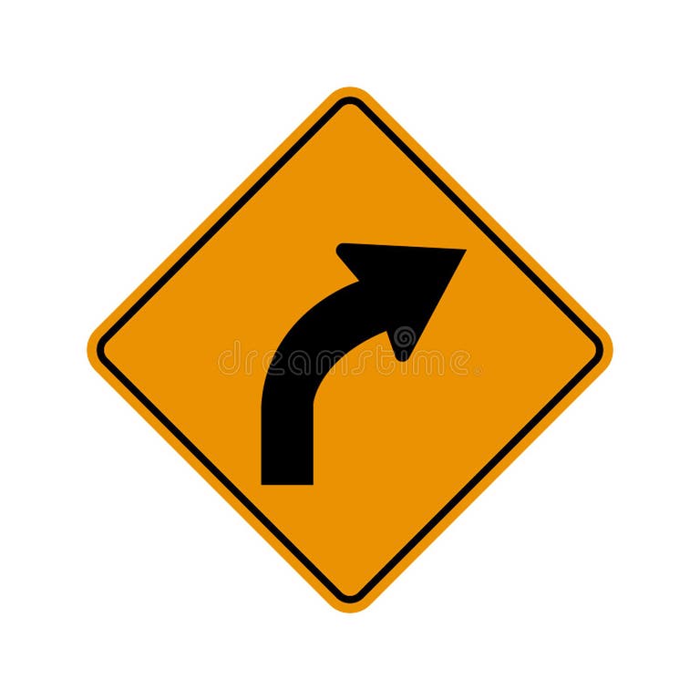 Right Turning Road Direction Road Sign Vector Stock Illustration ...
