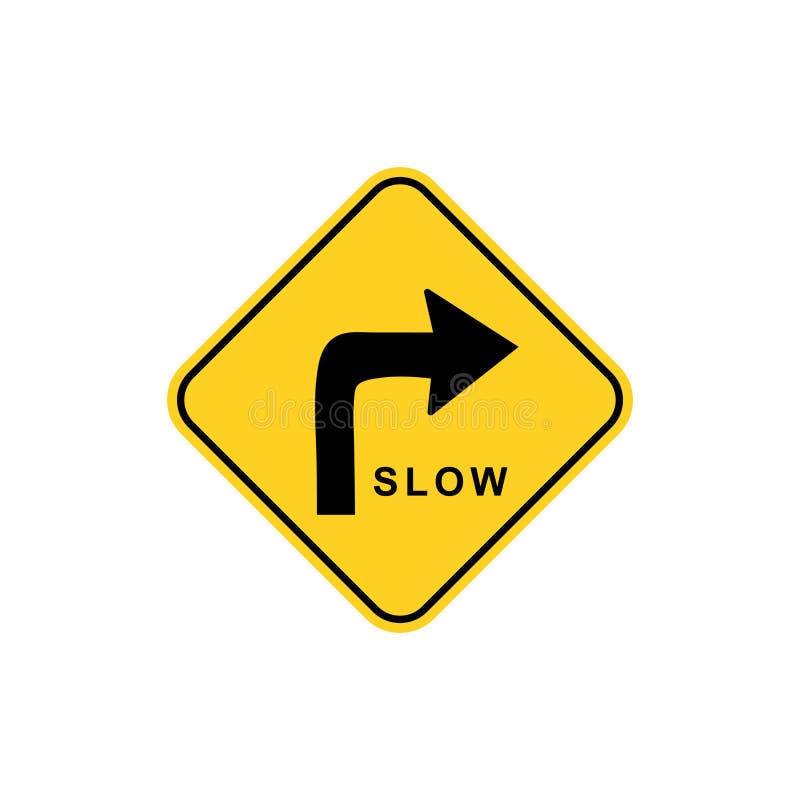 Right Turning Slow Motion Arrow Road Sign Vector Stock Illustration ...