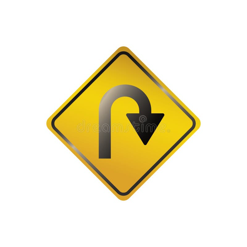 Right U Turn Road Sign. Vector Illustration Decorative Design Stock ...