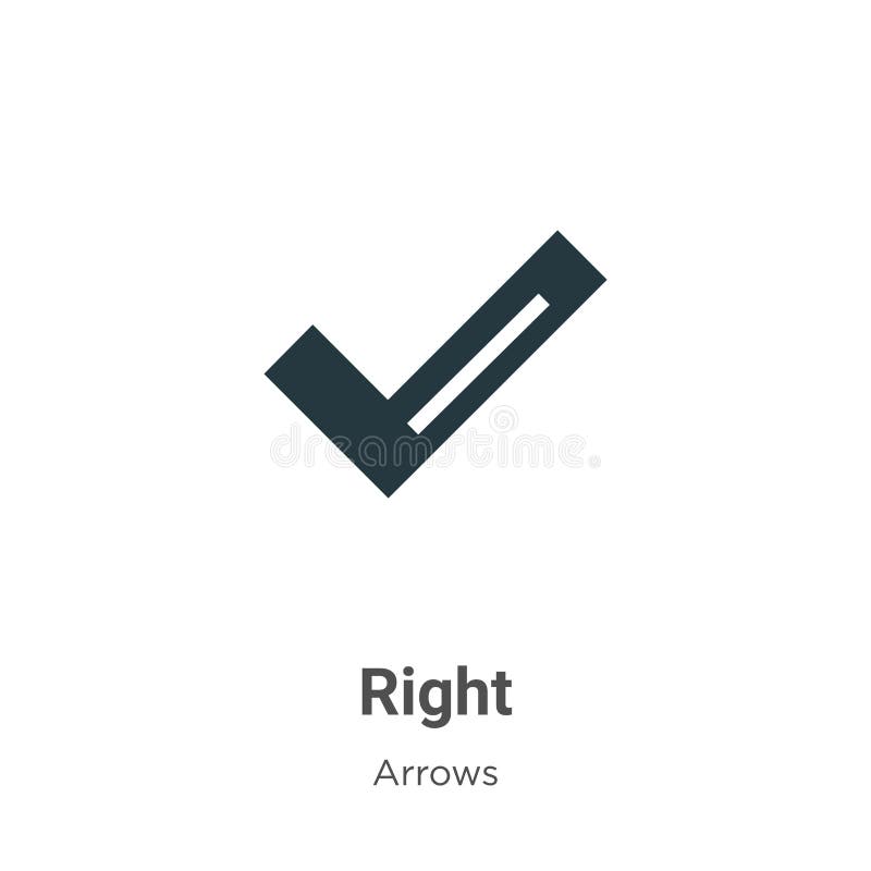 Right Vector Icon on White Background. Flat Vector Right Icon Symbol ...