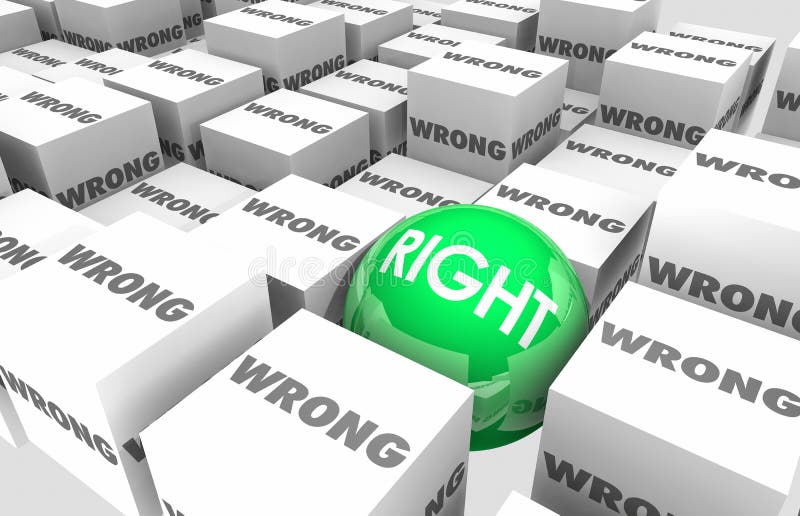 Right Vs Wrong Choice Cubes Sphere Stock Illustration - Illustration of ...