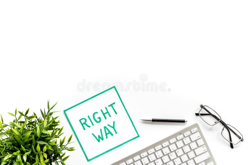 Right Way Icon on White Office Desk Top View Copy Space Stock Image ...