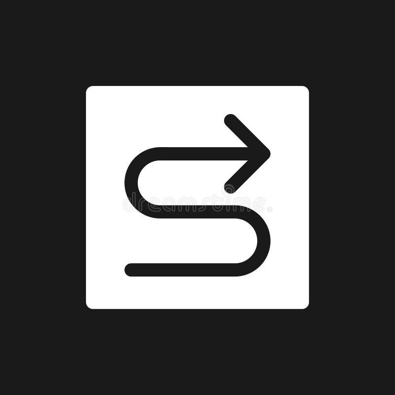 Right Winding Road Arrow Dark Mode Glyph Ui Icon Stock Vector ...
