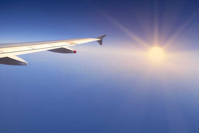 Right Wing of an Aircraft the Sun Stock Image - Image of view, travel ...
