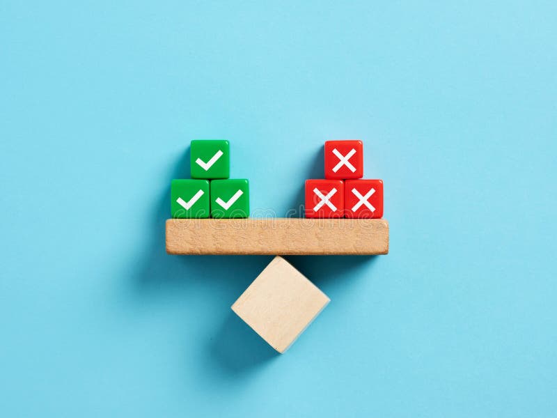 Right and Wrong Balance. Positive or Negative Decision Making or Choice ...