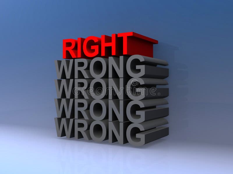 Right wrong on blue stock illustration. Illustration of outline - 202301883
