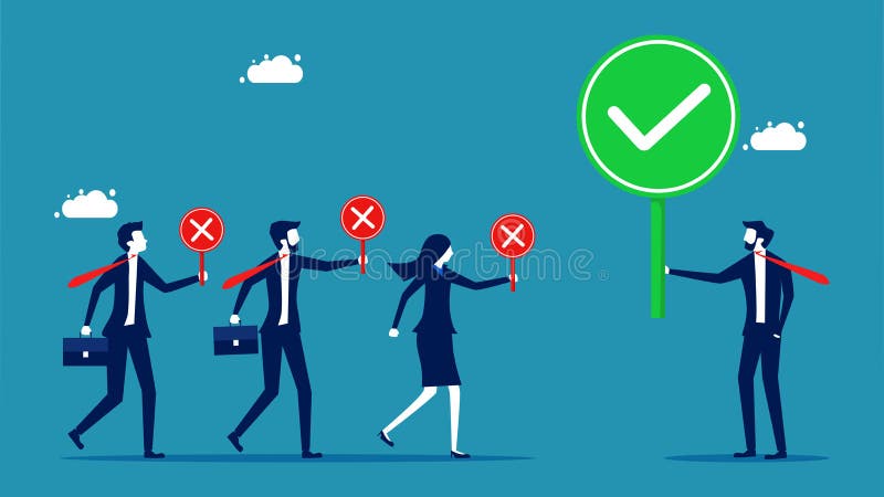 Right and Wrong. the Boss Holds the Right Sign Stock Vector ...