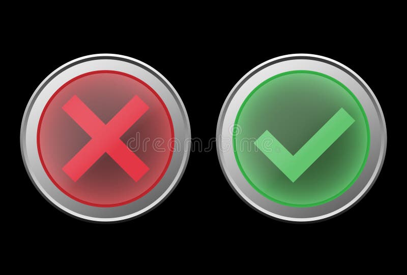 Correct, Incorrect Sign. Right and Wrong Mark Icon. Check Ok, YES, No ...